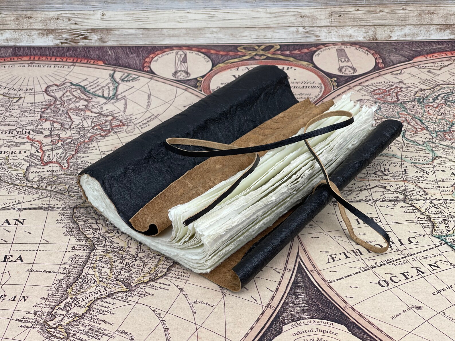 Vintage Handmade Scroll Leather Journal - 9x6 Travel Diary Notebook ...