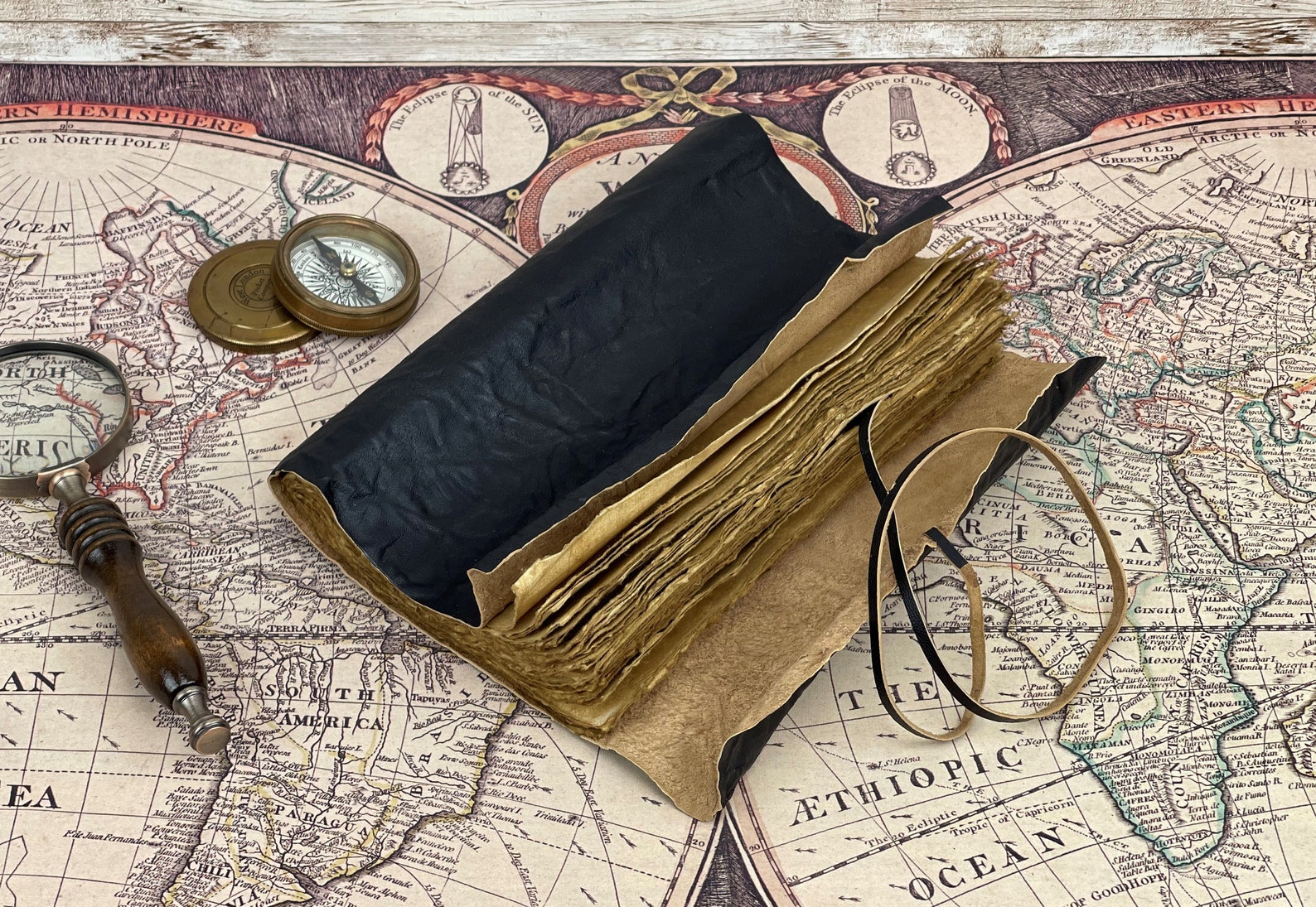 Vintage Handmade Scroll Leather Journal - 9x6 Travel Diary Notebook ...