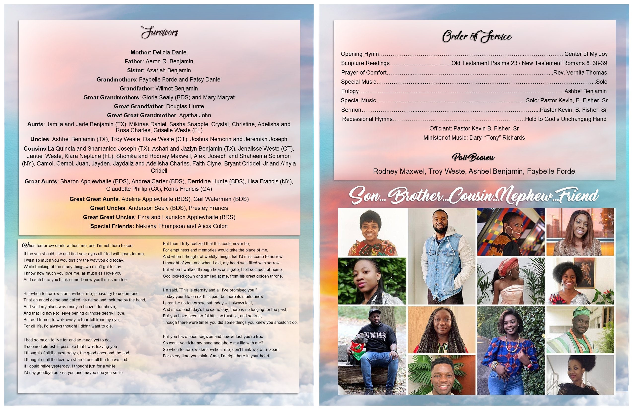 Skyblue and Silver Tabloid Funeral or Memorial Program Booklet ...