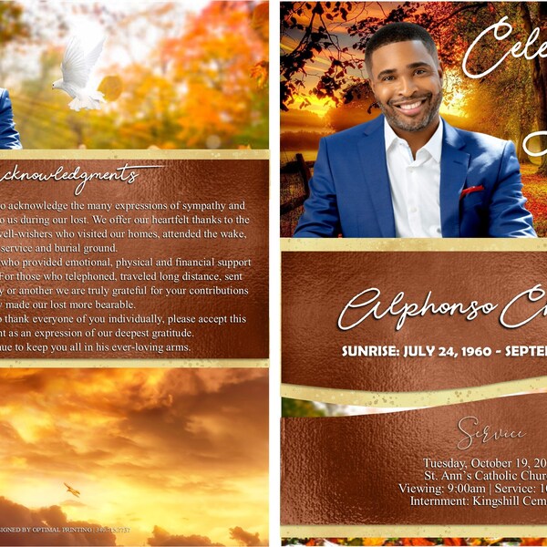 Bronze Funeral Program Template - Etsy