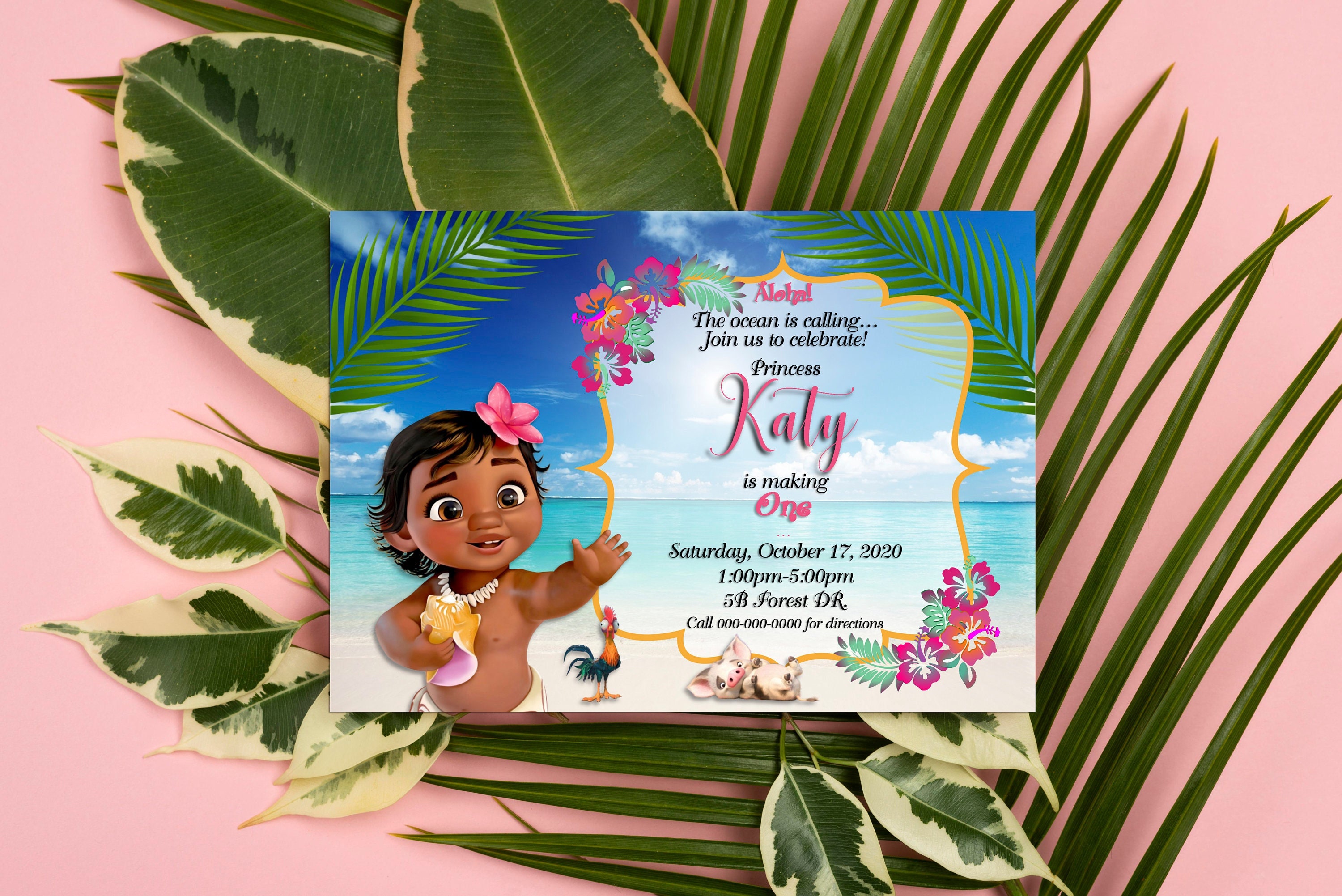 Custom Baby Moana Birthday Invitation Digital Template - Etsy