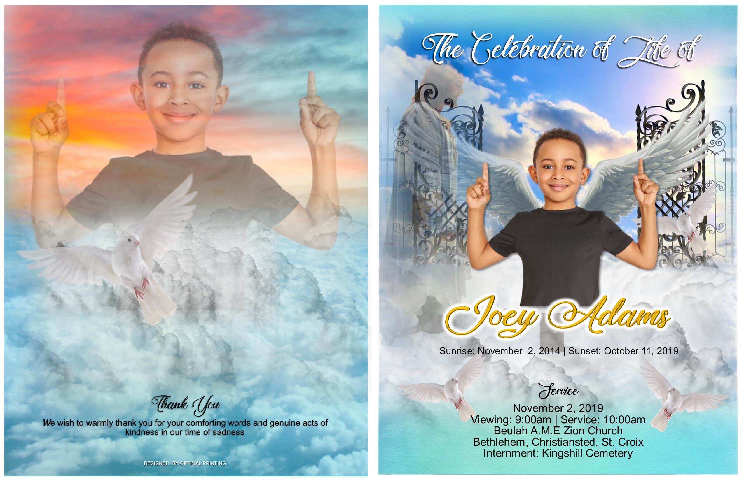 Skyblue and Silver Tabloid Funeral or Memorial Program Booklet ...