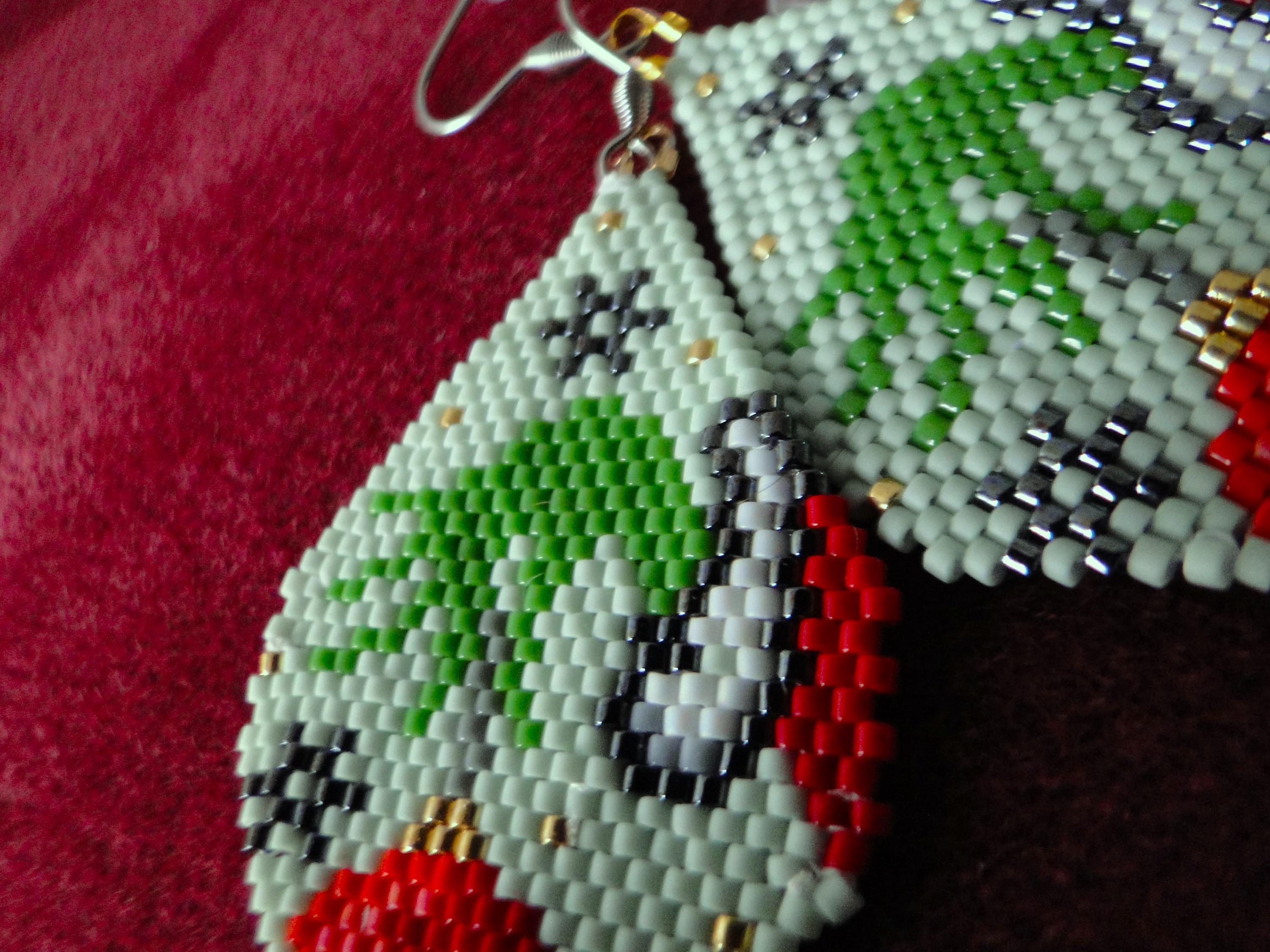 Glass Beaded Earrings, the Grinch, Handmade, Christmas Gift ...