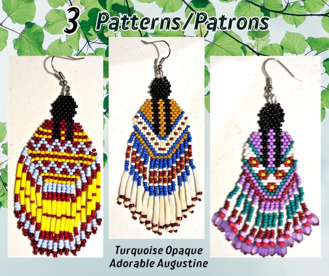 Three Patterns, Woman Beaded Earrings Pattern, Instant Download, Miyuki ...
