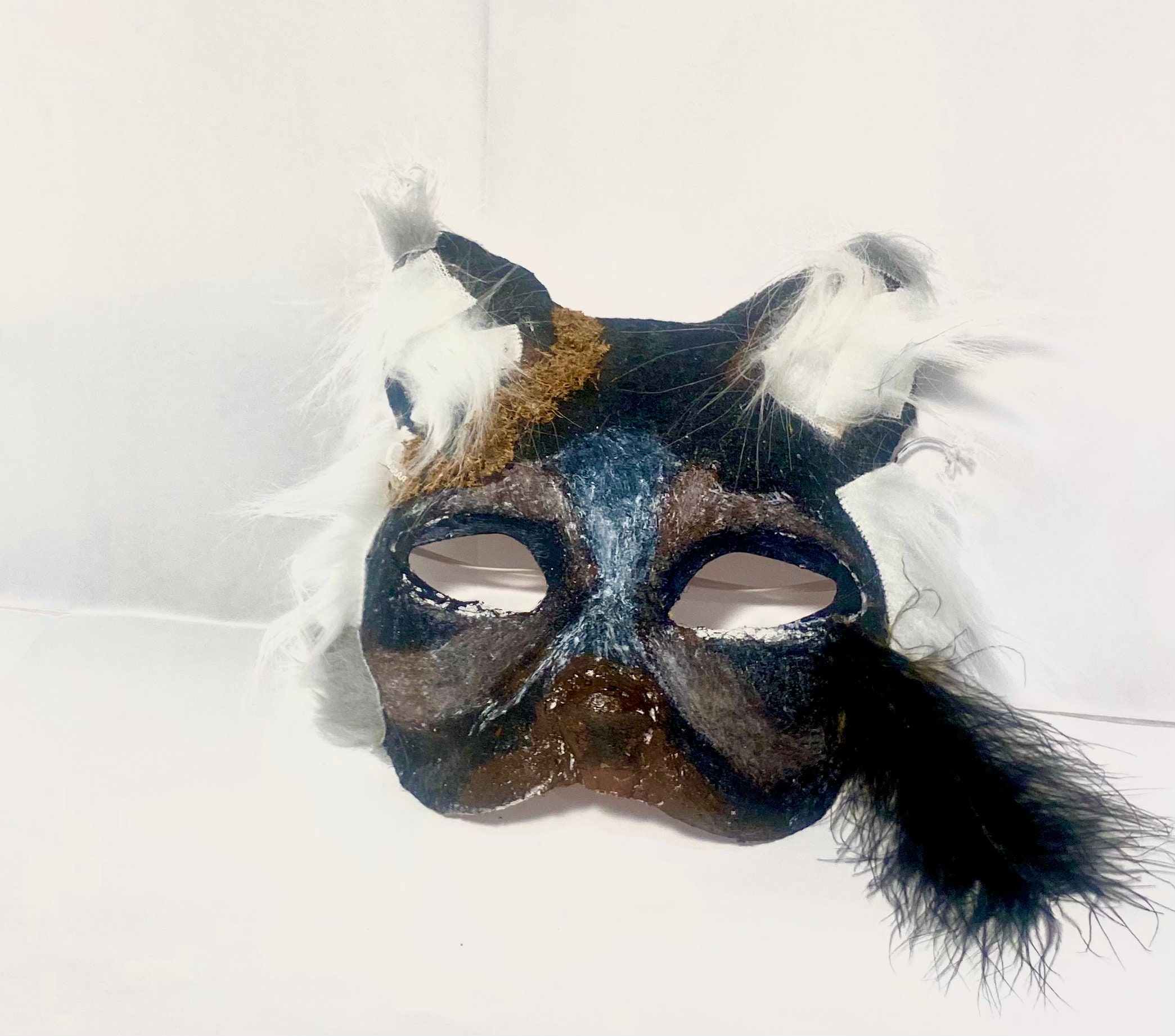 Therian Cat Mask Tabby Cat Paper Machete Felted Hand Painted Mask ...