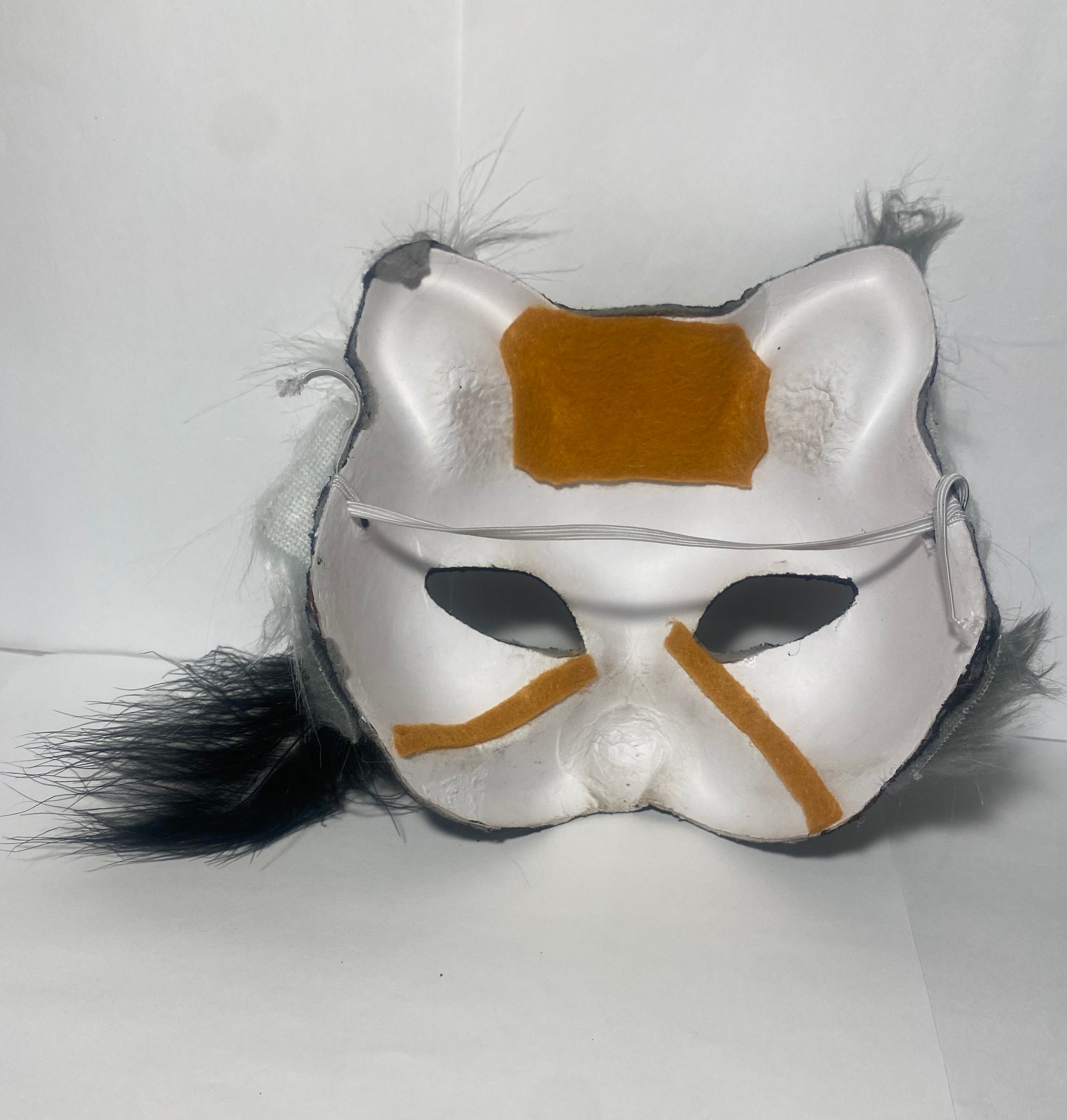 Therian Cat Mask Tabby Cat Paper Machete Felted Hand Painted Mask ...
