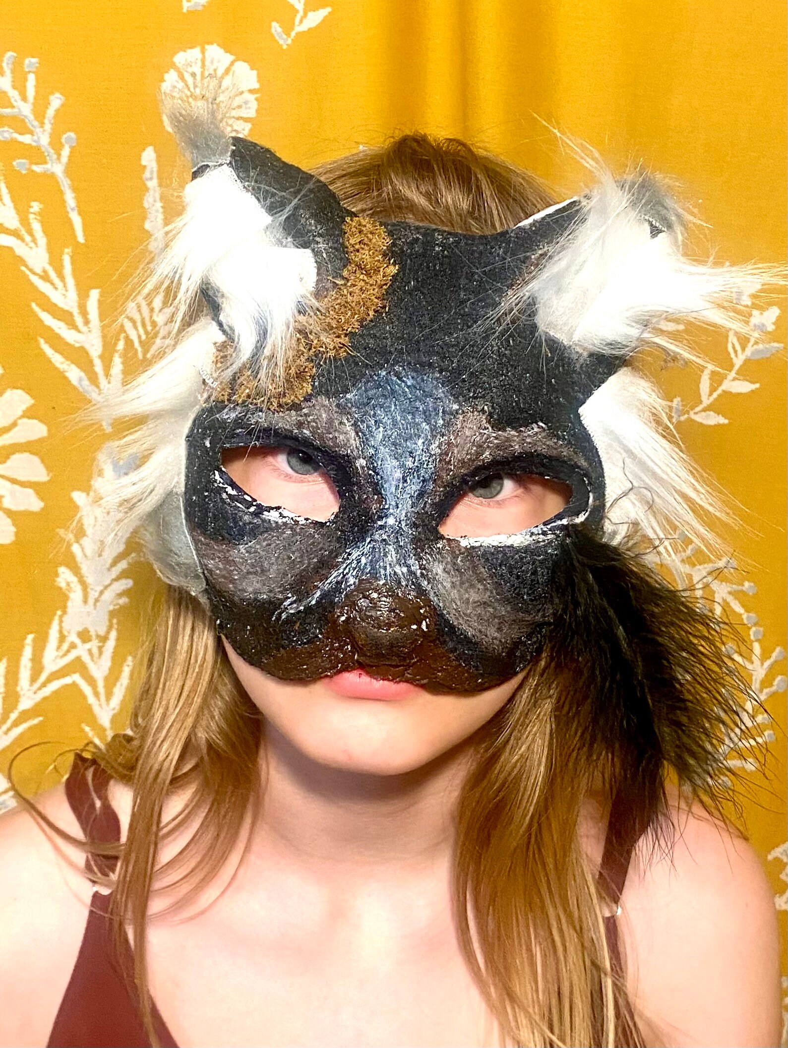 Therian Cat Mask Tabby Cat Paper Machete Felted Hand Painted Mask ...