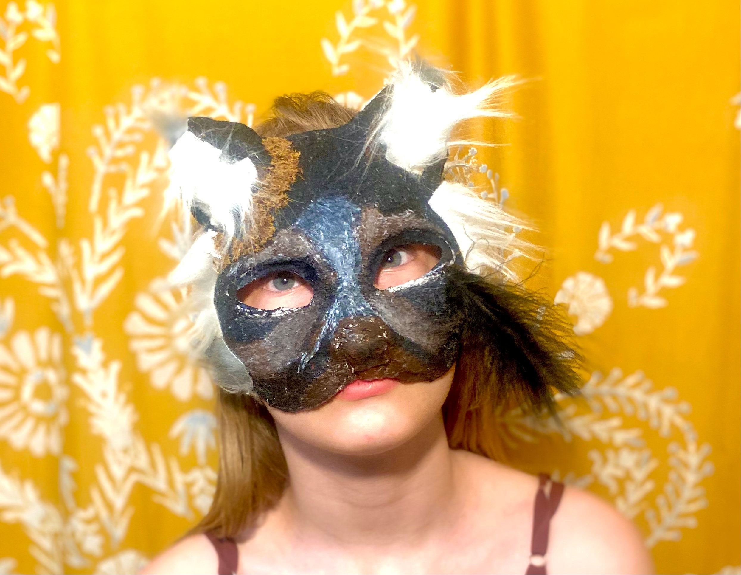 Therian Cat Mask Tabby Cat Paper Machete Felted Hand Painted Mask ...