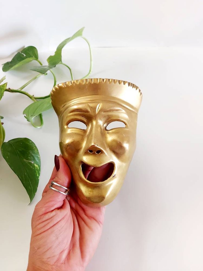 Vintage Brass Mask Theater Comedy Face - Etsy