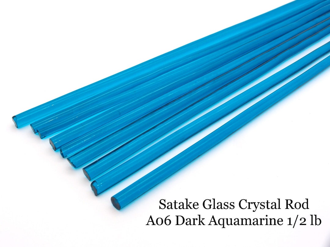 Satake Glass A06 Crystal Rod Dark Aquamarine 1/2 Lb Pack for Lampwork ...