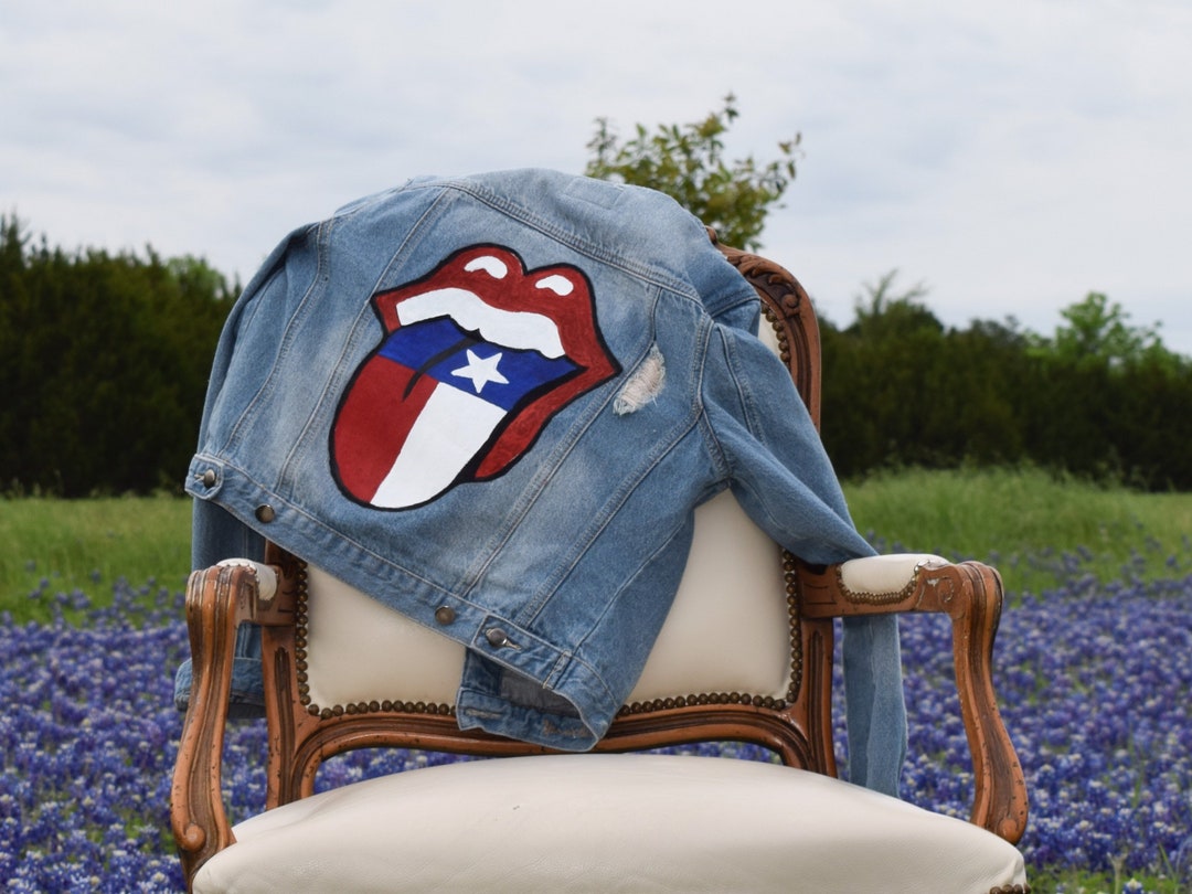 Lips Jacket - Texas Flag Jacket - Custom Denim Jacket - Game Day Jacket ...