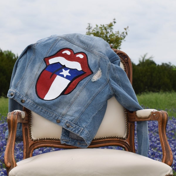 Painted Denim Jacket - Etsy