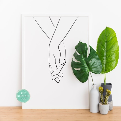 Holding Hands Line Art Print One Line Drawing Printable Wall - Etsy