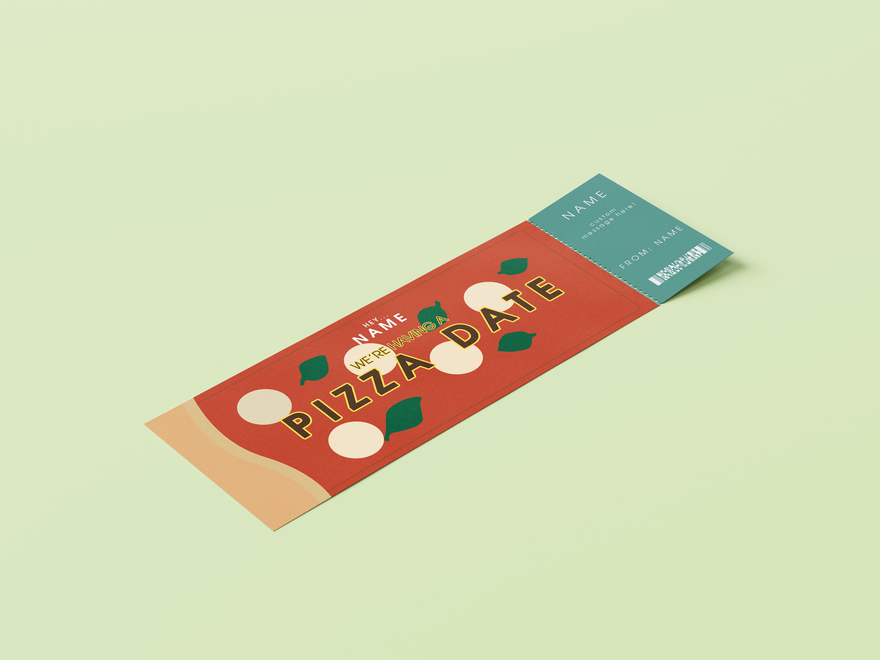 PIZZA DATE - Customized Date Ticket Printable | Personalized Romantic ...