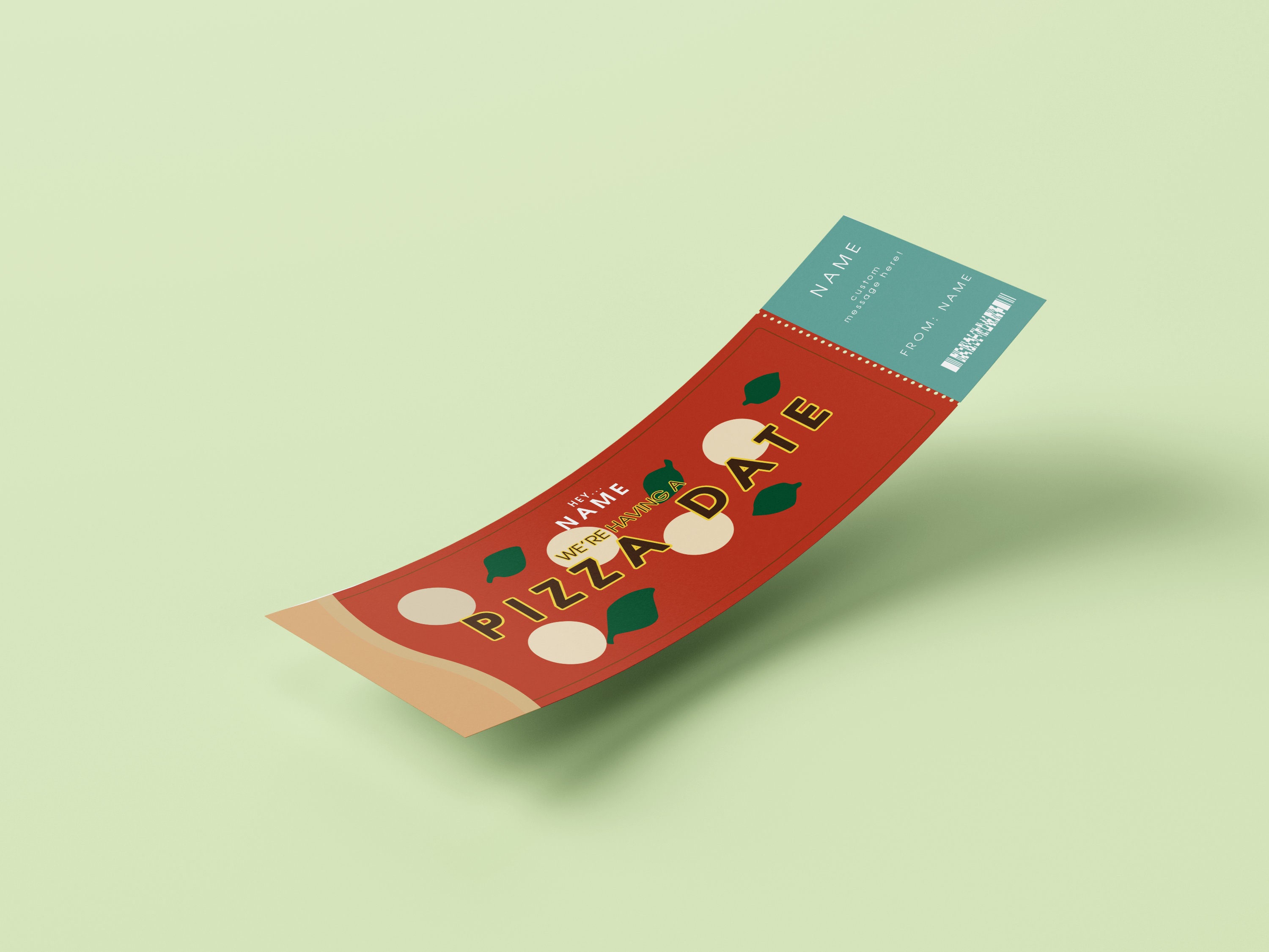 PIZZA DATE - Customized Date Ticket Printable | Personalized Romantic ...