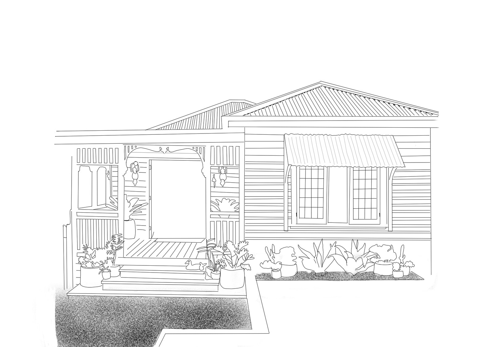 Original Fine Line Drawing of a Queenslander House - Australian ...