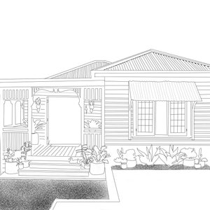 Original Fine Line Drawing of a Queenslander House - Australian ...