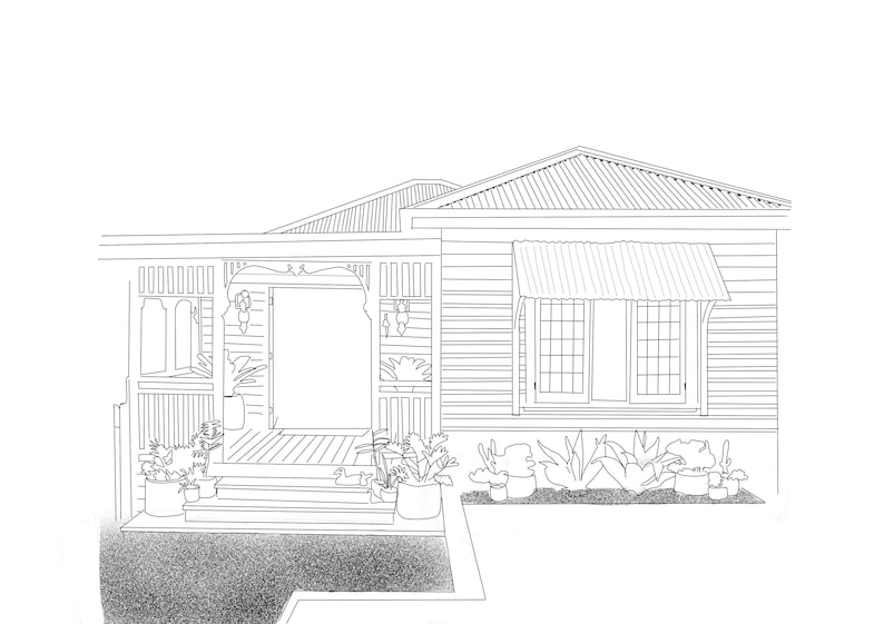 Original Fine Line Drawing of a Queenslander House - Etsy
