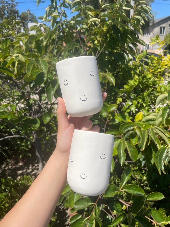 Ceramic Smiley Face Cup - Etsy