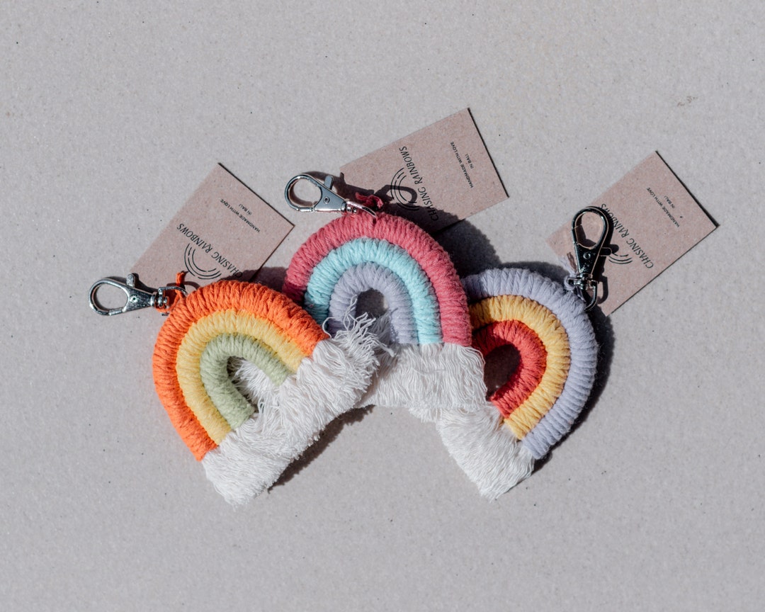 Mini Macrame Keychain Rainbow, Cute Kids Keychain Rainbow - Etsy