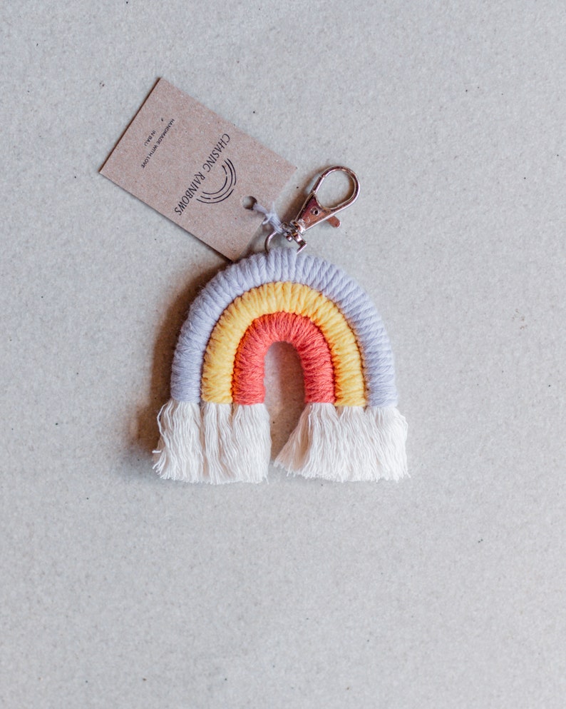 Mini Macrame Keychain Rainbow Cute Kids Keychain Rainbow - Etsy