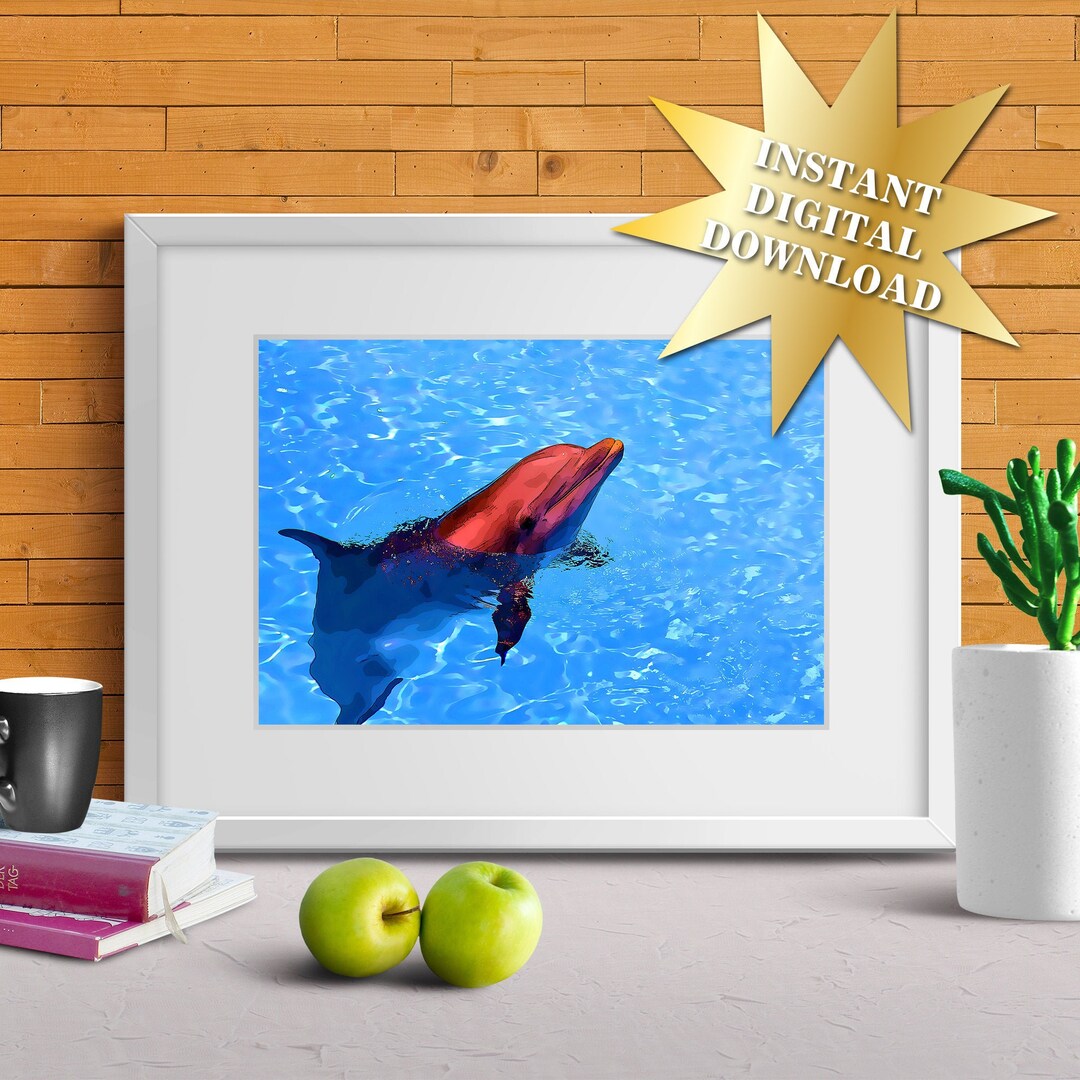 Printable Dolphin Wall Art Print Poster, Saying Hello - 12 Images ...
