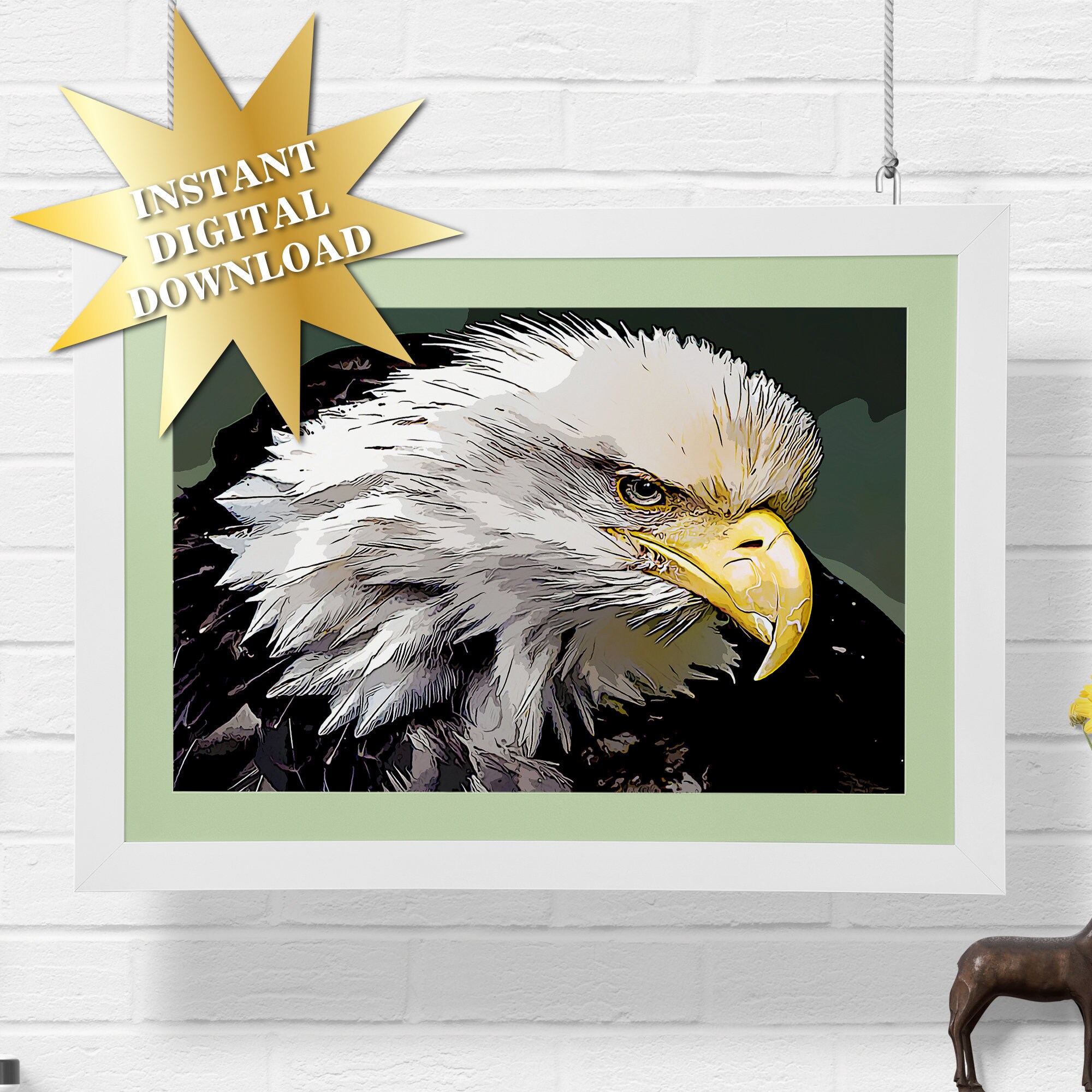 Printable Black & White Eagle Wall Art Print Poster for Bird Lovers ...