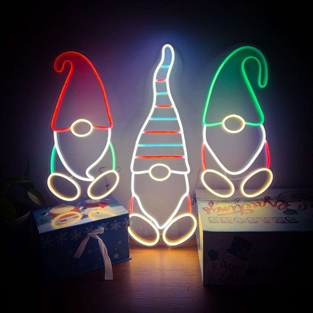 Christmas / Holiday Neon Style LED Sign - Christmas Gnomes - Etsy