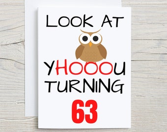 Funny 63rd Birthday Card Funny Birthday Card for 63 Year Old - Etsy