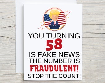 Funny 58th Birthday Card Funny Birthday Card for 58 Year Old - Etsy