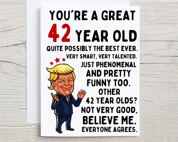 42nd Birthday Card, Funny 42nd Birthday Card, Funny Middle Finger Card ...