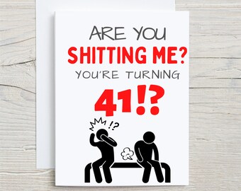 Funny 41st Birthday Card, 41st Birthday Card, 41 Year Old Birthday Card ...