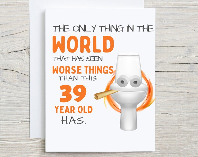 39th Birthday Card, 39th Birthday Gift, Nearly 40, Funny 39th Cupcake ...