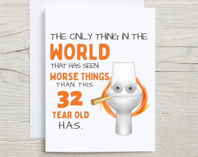Funny 32nd Birthday Card for Him, 32nd Birthday Card for Best Friend ...