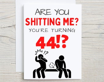 44th Birthday Card, Funny 44th Birthday Card, Funny Middle Finger Card ...