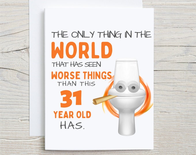 Funny 31st Birthday Card, 31st Birthday Card, 31 Year Old Birthday Card ...