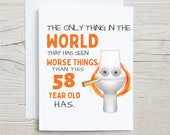 Funny 58th Birthday Card Funny 58th Birthday Card 58th - Etsy