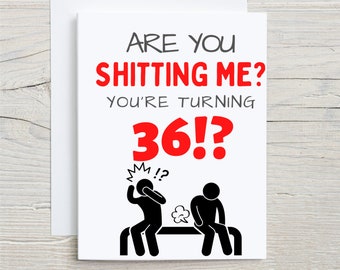 Funny 36th Birthday Card, 36th Birthday Card, 36 Year Old Birthday Card ...