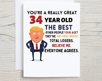 Is You 34 Birthday Card Funny Birthday Card 34 Year Old - Etsy