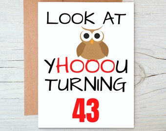 Funny is You 43 Card for 43rd Birthday 43 Year Old Birthday - Etsy