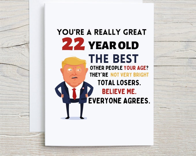 22nd Birthday Card, Cute 22nd Birthday Greeting Card, Funny 22 Year ...