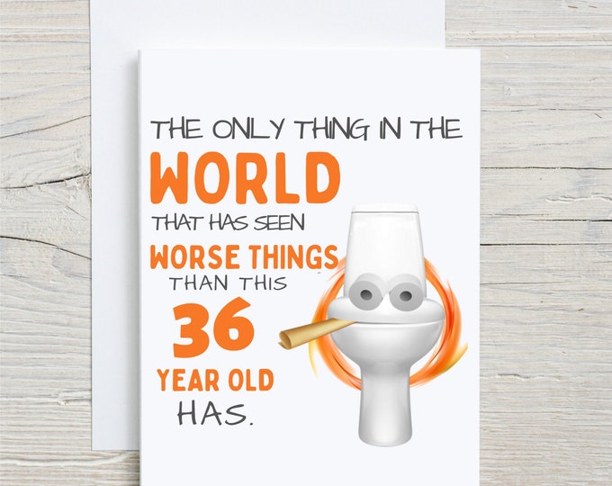 Funny 36th Birthday Card, 36th Birthday Card, 36 Year Old Birthday Card ...