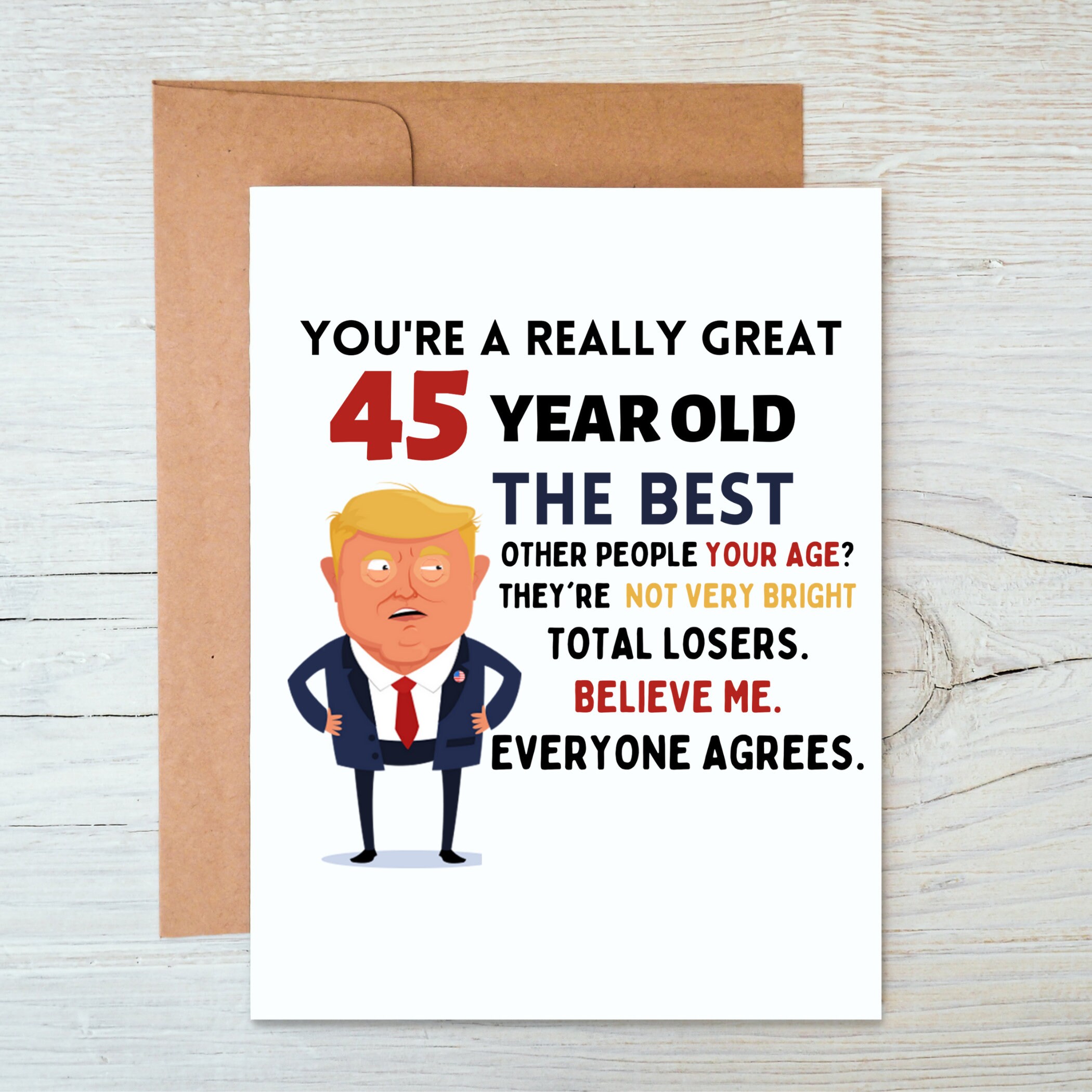45th Birthday Card, 45th Birthday Gift, 45th Birthday, Birthday Card ...