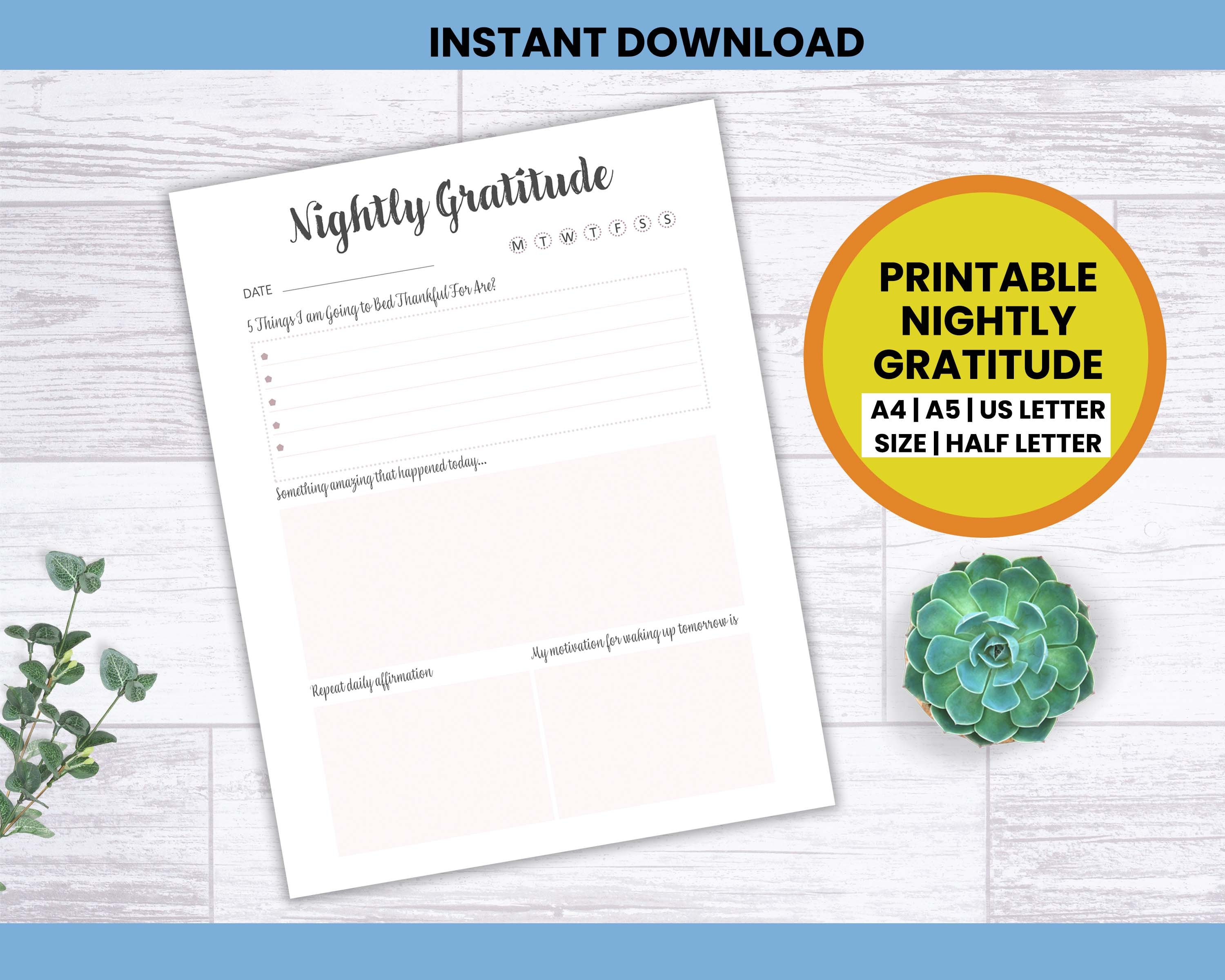 Daily Gratitude Reflection Journal | Morning Nightly Gratitude Log ...