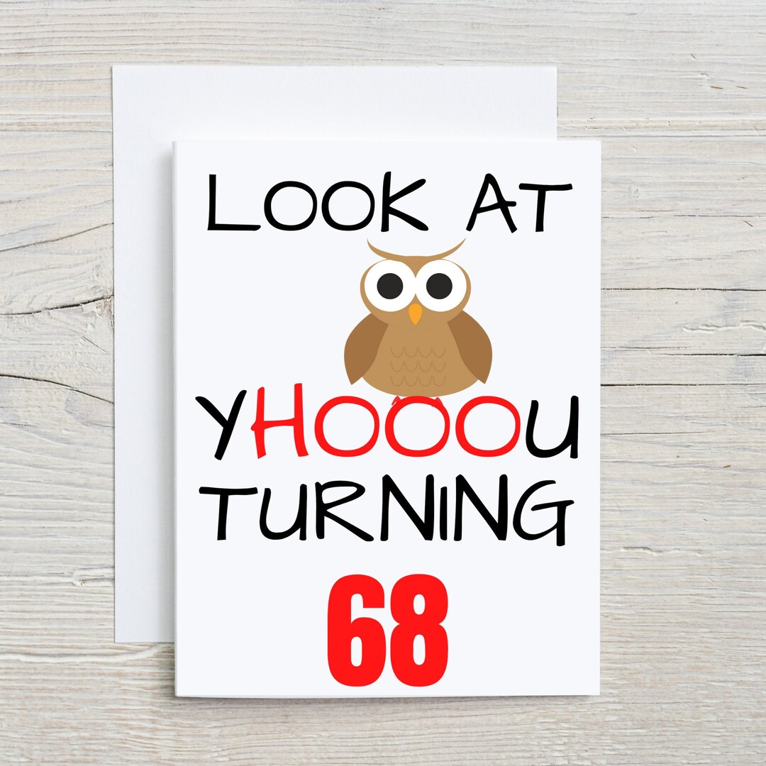 68th Birthday Card, Funny 68th Birthday Card, 68th Birthday Gift Idea ...