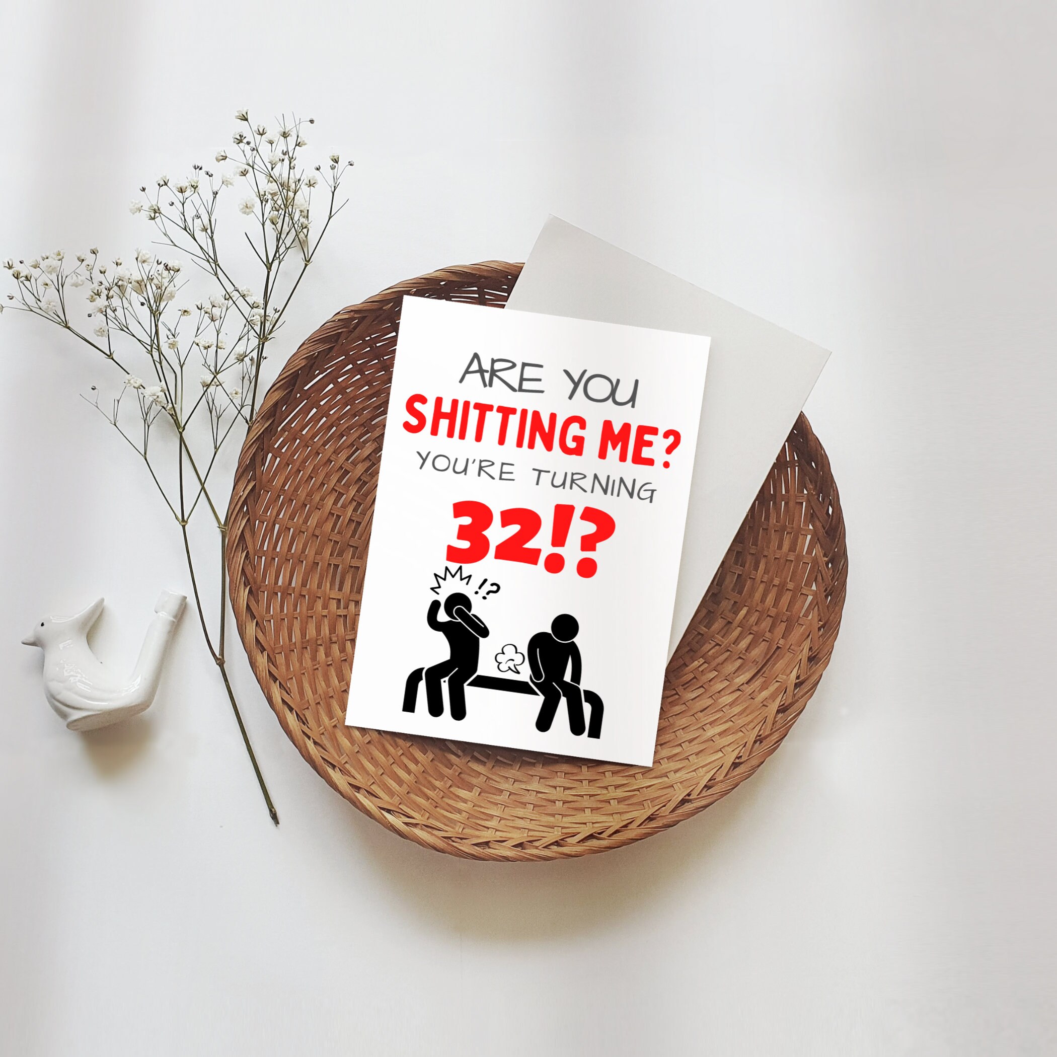 32nd Birthday Card, Funny Birthday Card, Greeting Card, 32nd Birthday ...