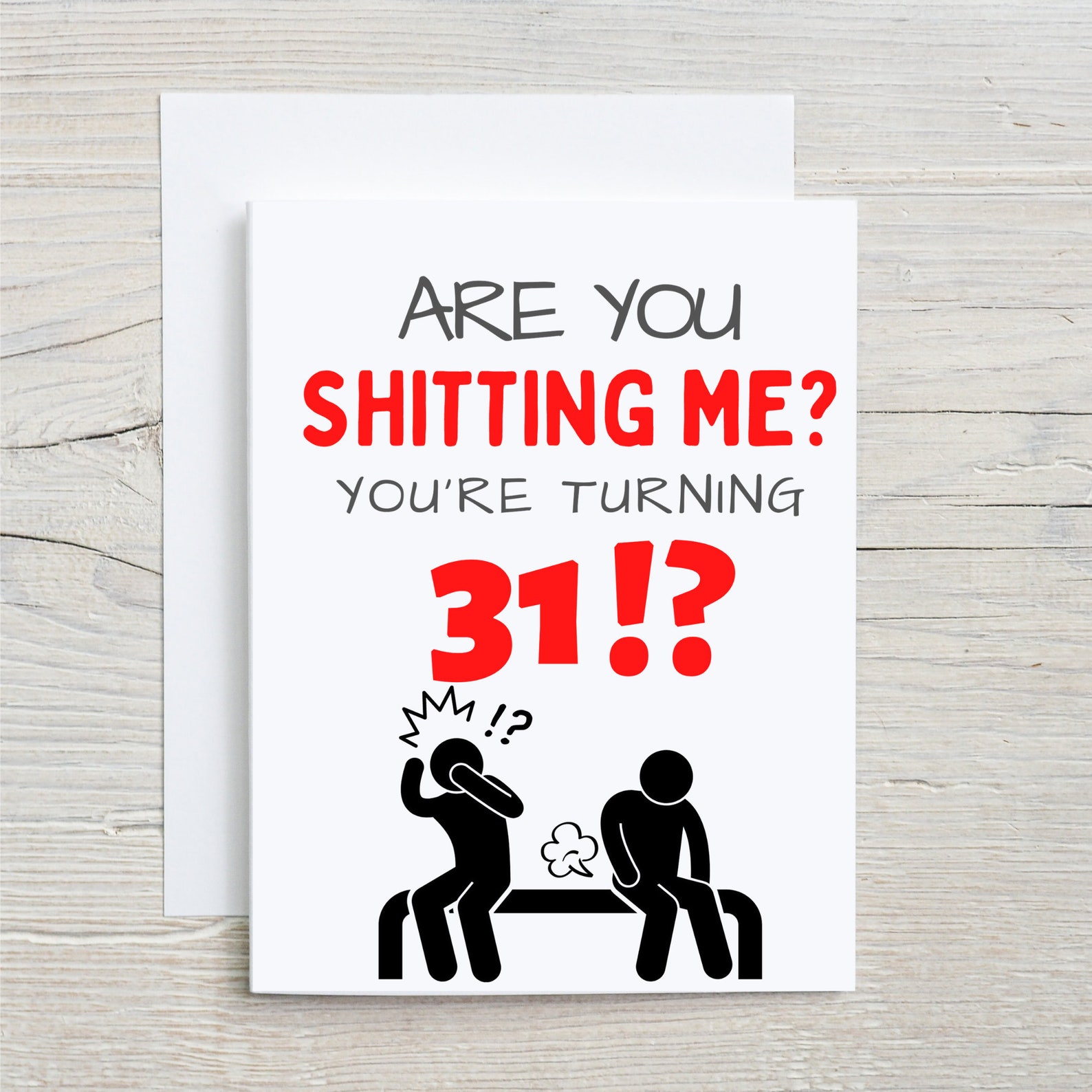 Funny 31st Birthday Card, 31st Birthday, Greeting Card, Funny Bday Card ...