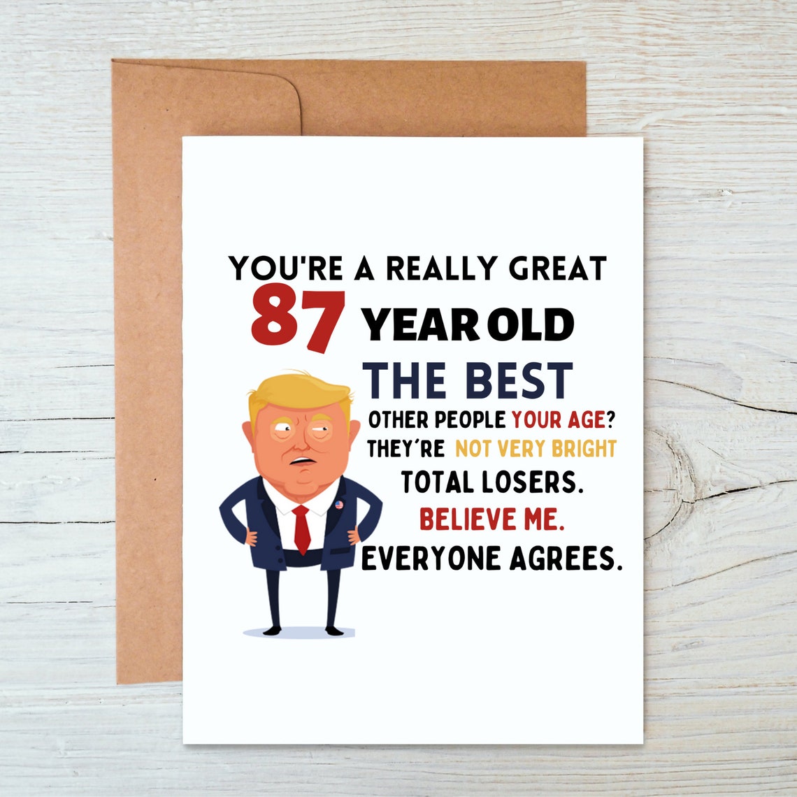 Funny 87th Birthday Card, 87th Birthday Card Trump, 87 Year Old ...