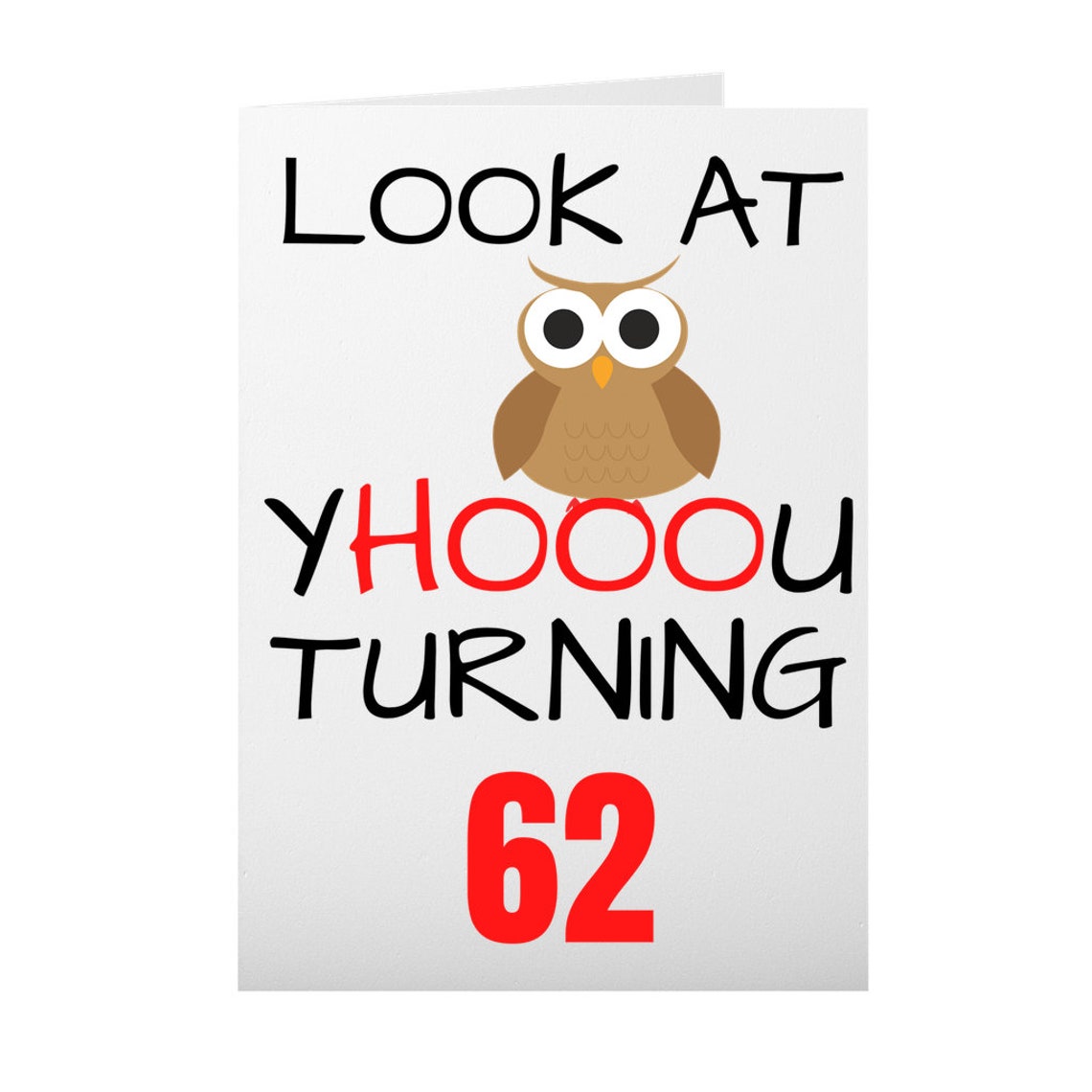 62nd Birthday Card, Funny 62nd Birthday Card, 62nd Birthday Gift Idea ...