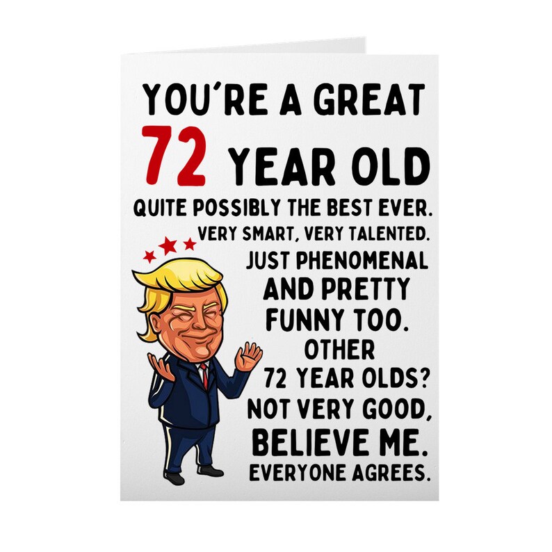 72nd Birthday Card, Funny 72nd Birthday Card, 72nd Birthday Gift Idea ...